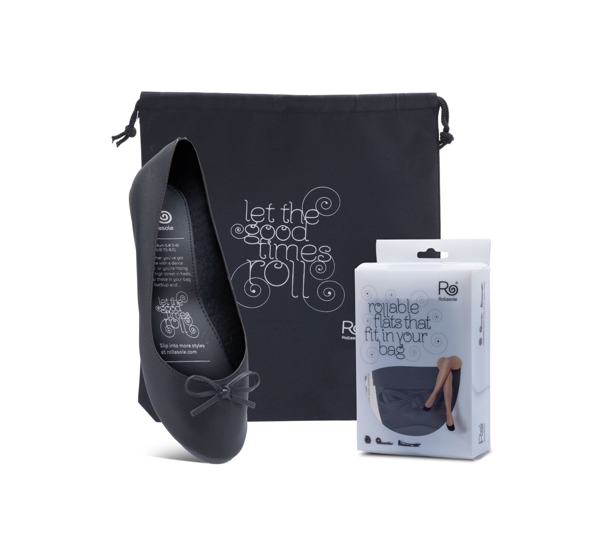 Back to Black Foldable Flats by Rollasole Folding Shoes – RollasoleUS